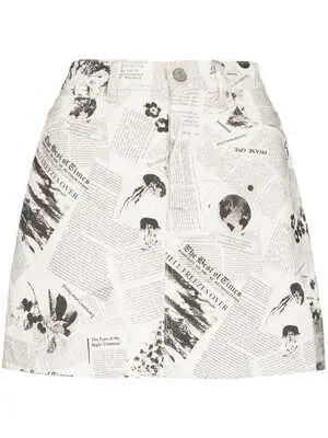 REFORMATION Jackie Newspaper Print Mini Skirt