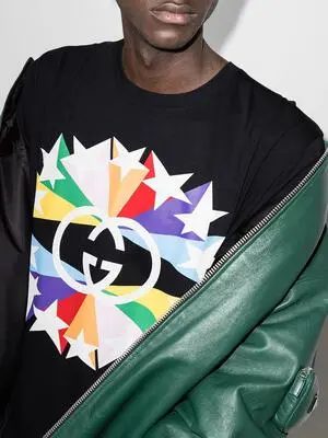Gucci Star Burst Interlocking G Cotton T-Shirt - Black | Editorialist