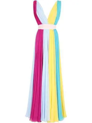 Dolce & Gabbana Gathered Chiffon Maxi Dress - Purple