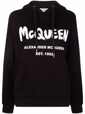 Alexander McQueen Logo-print Cotton Hoodie - Black