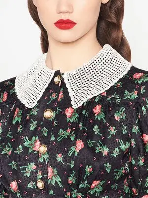 Miu Miu Puff-sleeve Floral-jacquard Dress