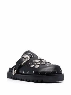 TOGA VIRILIS Embellished Leather Clogs - Black