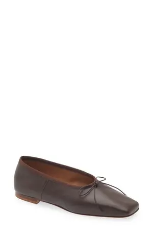 MANSUR GAVRIEL Square Toe Ballerina Flat - Chocolate