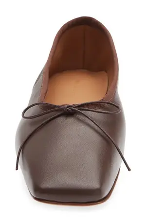 MANSUR GAVRIEL Square Toe Ballerina Flat - Chocolate