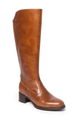 NEROGIARDINI Burnished Leather Knee High Boot - Cognac