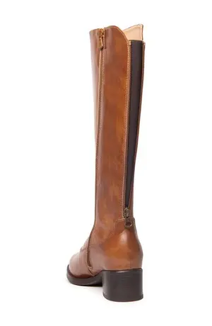 NEROGIARDINI Burnished Leather Knee High Boot - Cognac