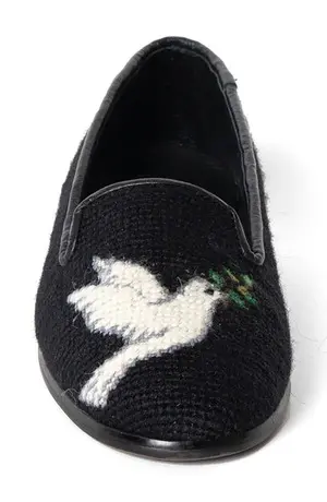 BYPAIGE By Paige Needlepoint Dove Flat - Black