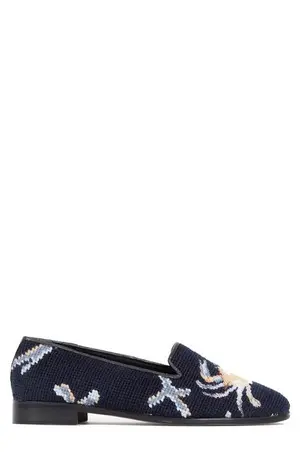 BYPAIGE Needlepoint Crab Flat - Navy