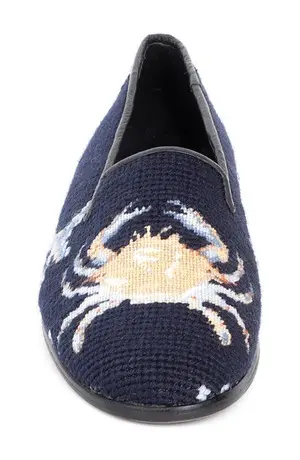 BYPAIGE Needlepoint Crab Flat - Navy