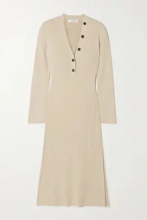 FRAME Ribbed-knit Midi Dress