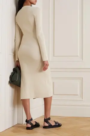 FRAME Ribbed-knit Midi Dress