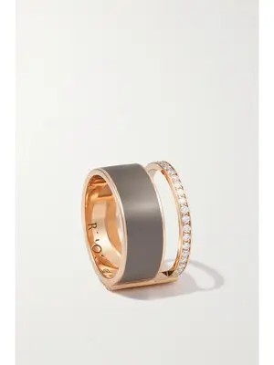 REPOSSI Berbere 18-karat Lacquer And Diamond Ring - Brown