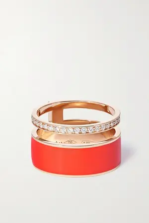 REPOSSI Repossi Berbere 18-karat Rose Gold, Lacquer And Diamond Ring Gold