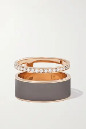 REPOSSI Berbere 18-karat Lacquer And Diamond Ring - Rose Gold