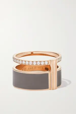REPOSSI Berbere 18-karat Lacquer And Diamond Ring - Rose Gold