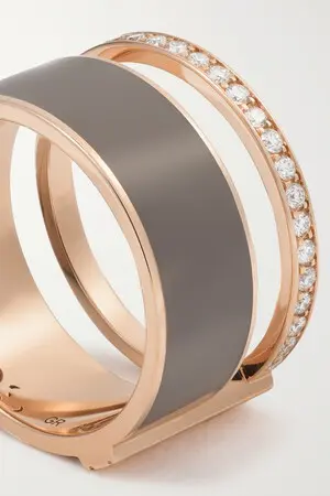 REPOSSI Berbere 18-karat Lacquer And Diamond Ring - Rose Gold