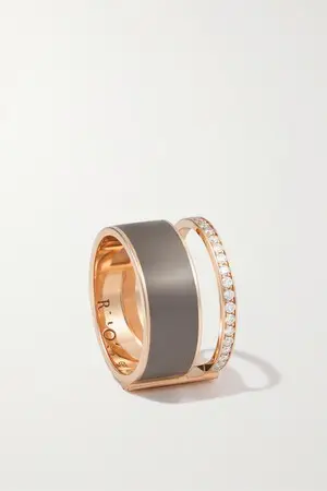 REPOSSI Berbere 18-karat Lacquer And Diamond Ring - Rose Gold