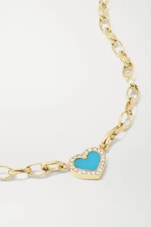 JENNIFER MEYER Small Edith 18-karat Turquoise And Diamond Necklace - Gold