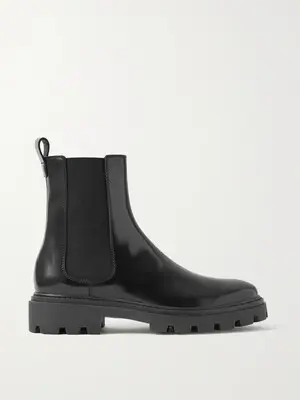 TOD'S Gomma Pesante Glossed-leather Chelsea Boots - Black
