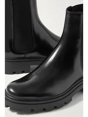 TOD'S Gomma Pesante Glossed-leather Chelsea Boots - Black
