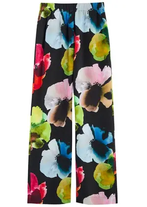 Stine Goya Floral-print Matte Satin Trousers - Multicoloured 1