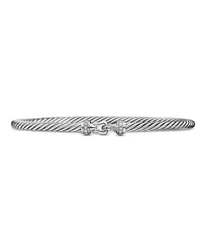 David Yurman Cable Buckle Bracelet With Diamonds - Silver