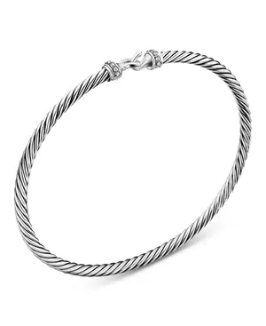 David Yurman Cable Buckle Bracelet With Diamonds - Silver