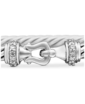 David Yurman Cable Buckle Bracelet With Diamonds - Silver