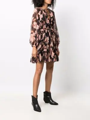 Zimmermann Concert Lace-Up Floral-Print Dress In Black - 78% Off |  Editorialist