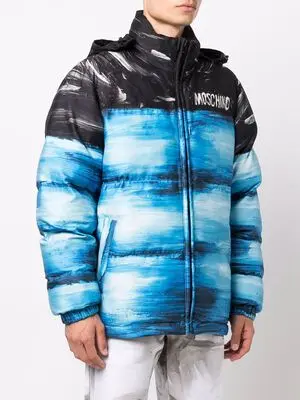 Moschino Padded Logo Print Coat