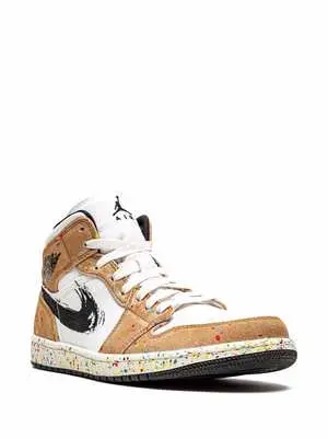 JORDAN Air 1 Mid Se Brushstroke Sneakers - Brown