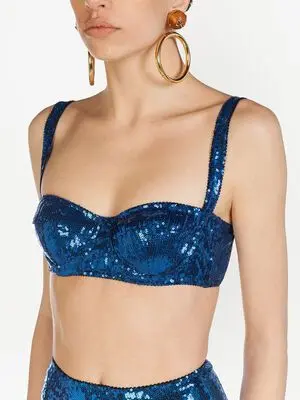 Dolce & Gabbana Sequin-embellished Bralette - Blue