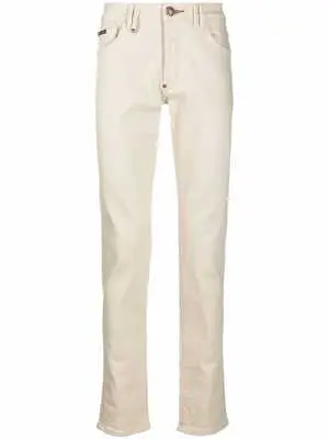 Philipp Plein Logo-plaque Slim-fit Jeans - Neutrals