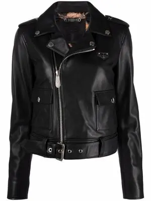 Philipp Plein Leather Biker Jacket