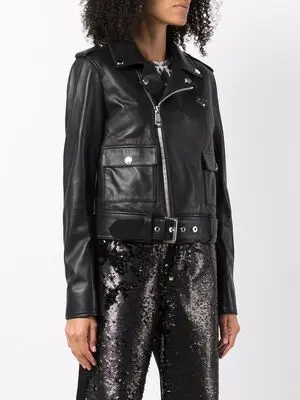 Philipp Plein Leather Biker Jacket