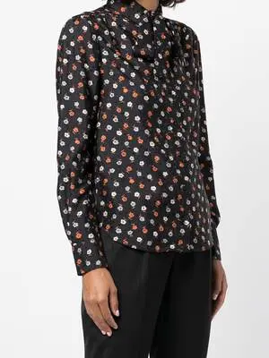 Saint Laurent Floral-print Long-sleeve Blouse