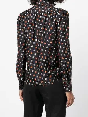 Saint Laurent Floral-print Long-sleeve Blouse