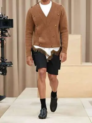 Burberry Wool Blend Knit Sweater W/ Tassles - Beige