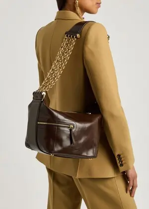 Chloé Glossed Leather Camera Bag - Dark Brown