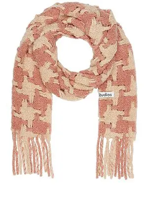 Acne Studios Acne Studios Vadik Scarf In Black,White Dusty Pink & Pink