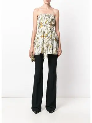 Alexander McQueen Floral Print Strapless Bandeau Top