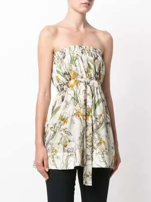 Alexander McQueen Floral Print Strapless Bandeau Top