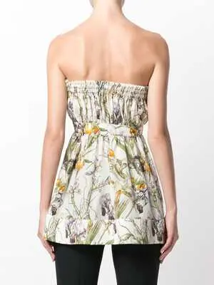 Alexander McQueen Floral Print Strapless Bandeau Top