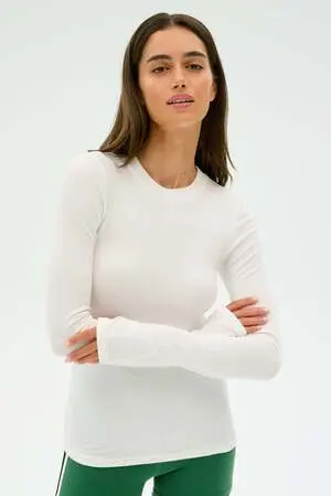 Splits59 Louise Ribbed Long Sleeve Top - White