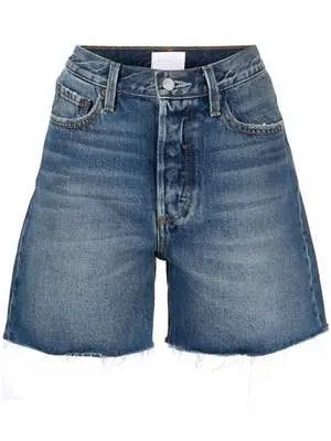 Boyish Raw-edge High-waisted Denim Shorts