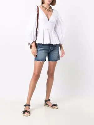 Boyish Raw-edge High-waisted Denim Shorts