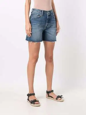 Boyish Raw-edge High-waisted Denim Shorts