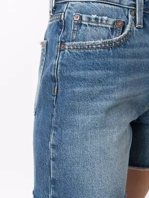 Boyish Raw-edge High-waisted Denim Shorts