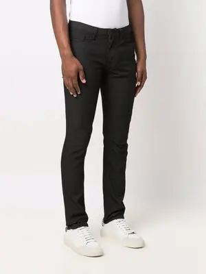 Emporio Armani Logo-plaque Slim-fit Trousers - Black