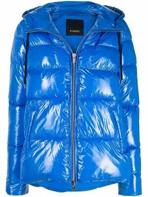 Pinko High-neck Hooded Jacket - Blue